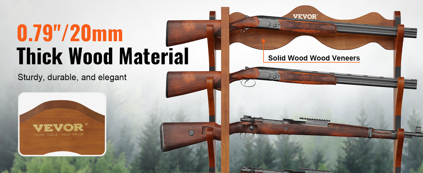 VEVOR Gun Rack, Wood Gun Rack Wall Mount, Gun Display Rack holds 4 ...