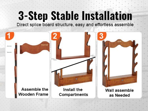 VEVOR Gun Rack, Wood Gun Rack Wall Mount, Gun Display Rack holds 4 ...