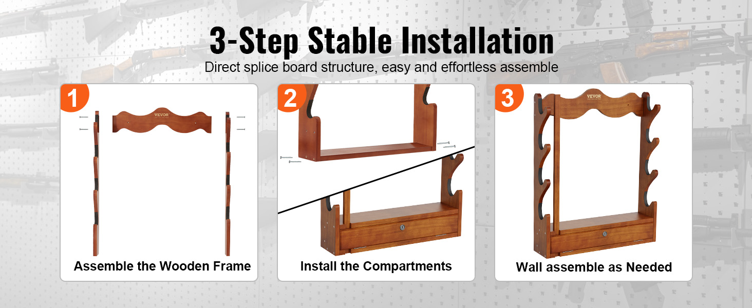 VEVOR Gun Rack, Wood Gun Rack Wall Mount, Gun Display Rack holds 4 ...