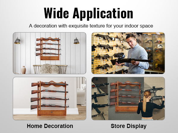 VEVOR Gun Rack, Wood Gun Rack Wall Mount, Gun Display Rack holds 4 ...