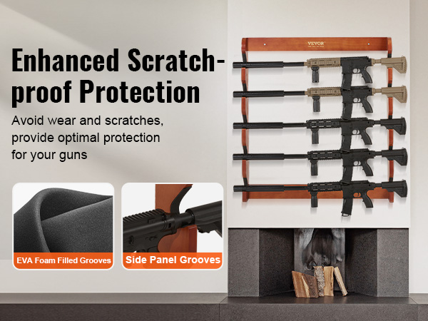 VEVOR Gun Rack, Wood Gun Rack Wall Mount, Gun Display Rack holds 5 ...