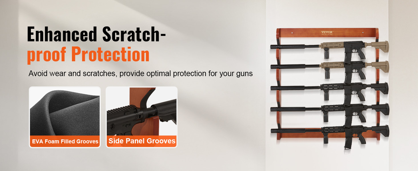 VEVOR Gun Rack, Wood Gun Rack Wall Mount, Gun Display Rack holds 5 ...