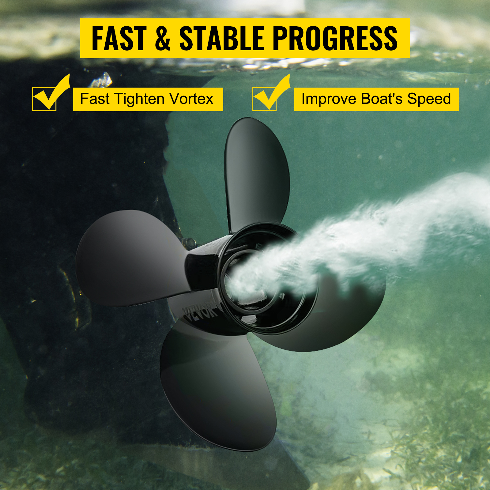 VEVOR Outboard Propeller, Replace for OEM 48-8M8026630, 4-Blade 10.3 ...