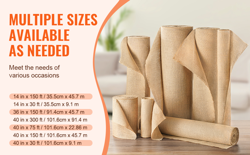 VEVOR Burlap Fabric Roll Burlap Tree Wrap 14 in x 30 ft for Crafts ...