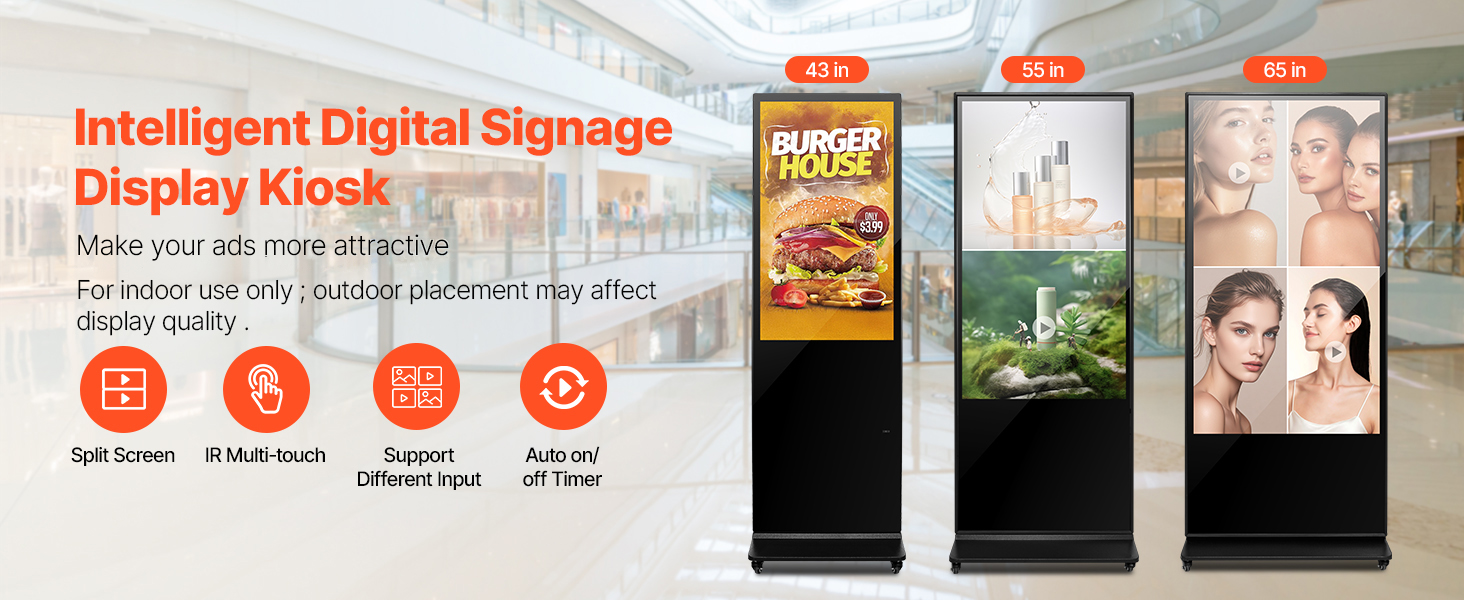 43" Digital Signage Display Touchscreen 2K UHD LCD Screen Floor ...