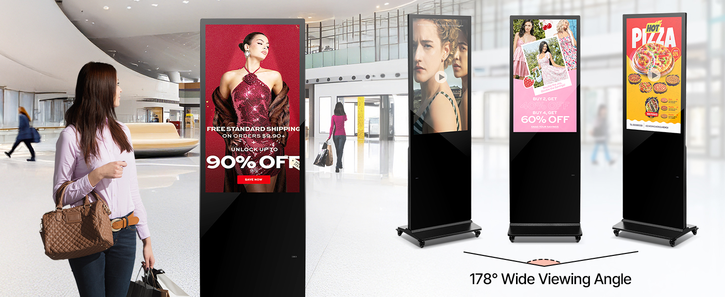 43" Digital Signage Display Touchscreen 2K UHD LCD Screen Floor ...