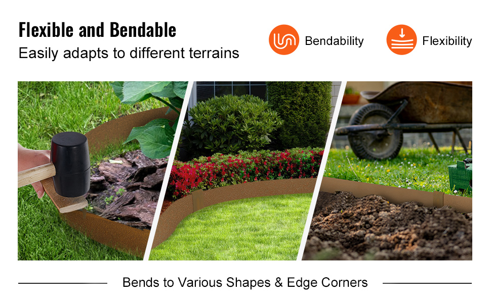 VEVOR Steel Landscape Edging, 10-pack Steel Garden Edging Borders, 39.6 ...