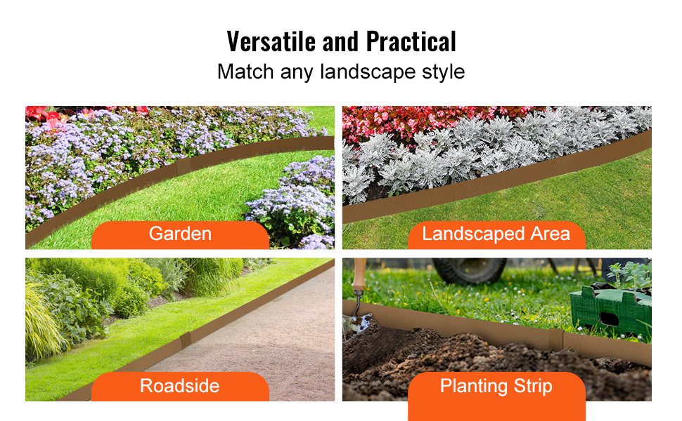 Lawn Edging VEVOR VEVOR Steel Landscape Edging, 4-pack Steel Garden ...