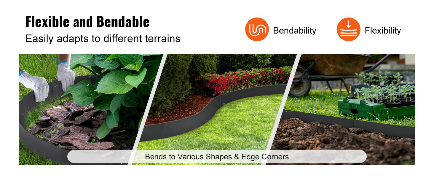 VEVOR Steel Landscape Edging, 5-pack Steel Garden Edging Borders, 39" L ...