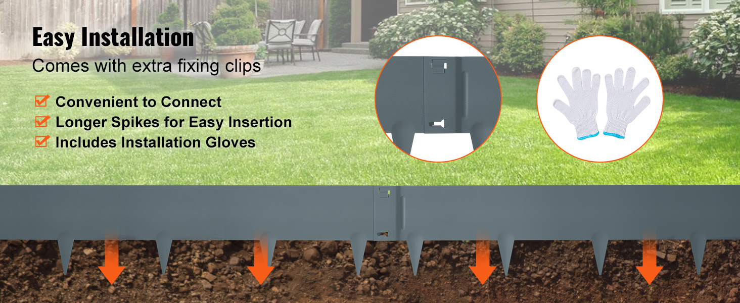 VEVOR Steel Landscape Edging, 5-pack Steel Garden Edging Borders, 39" L ...