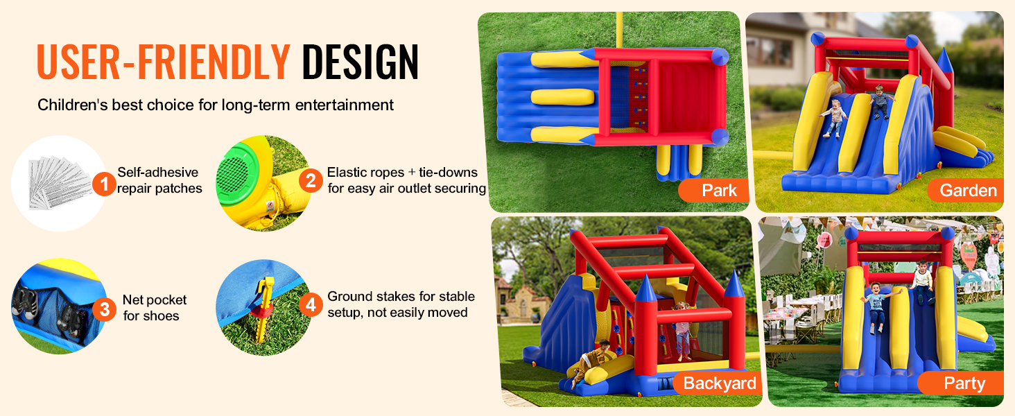 VEVOR Inflatable Bounce House, Outdoor High Quality Playhouse ...