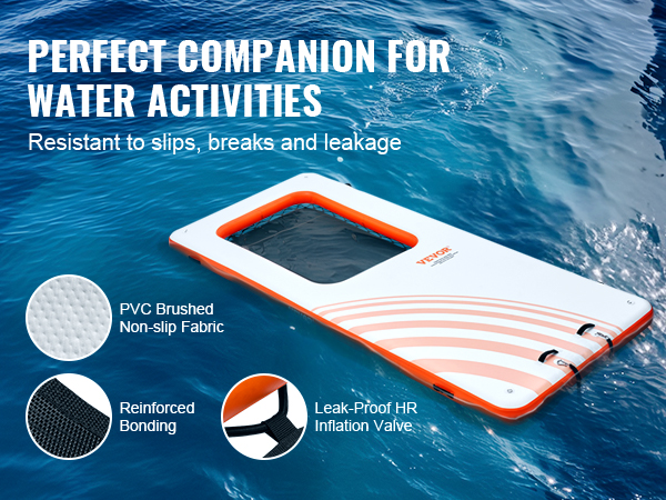 VEVOR Inflatable Floating Dock, 15x6.5FT Inflatable Dock Platform with ...
