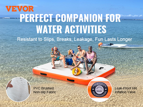 VEVOR Inflatable Floating Dock, 6 x 5FT Inflatable Dock Platform, Non ...