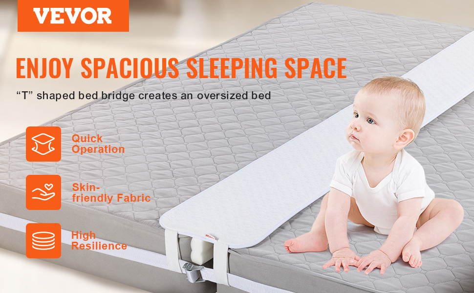 2-in-1 Bed Bridge Twin to King with Attached Sheet - Twin Bed Connector ...