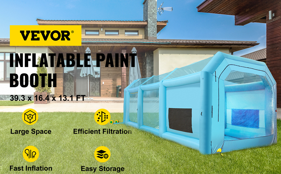 VEVOR 39.4x16.4x13.1ft Inflatable Spray Booth Custom Tent Paint Booth ...