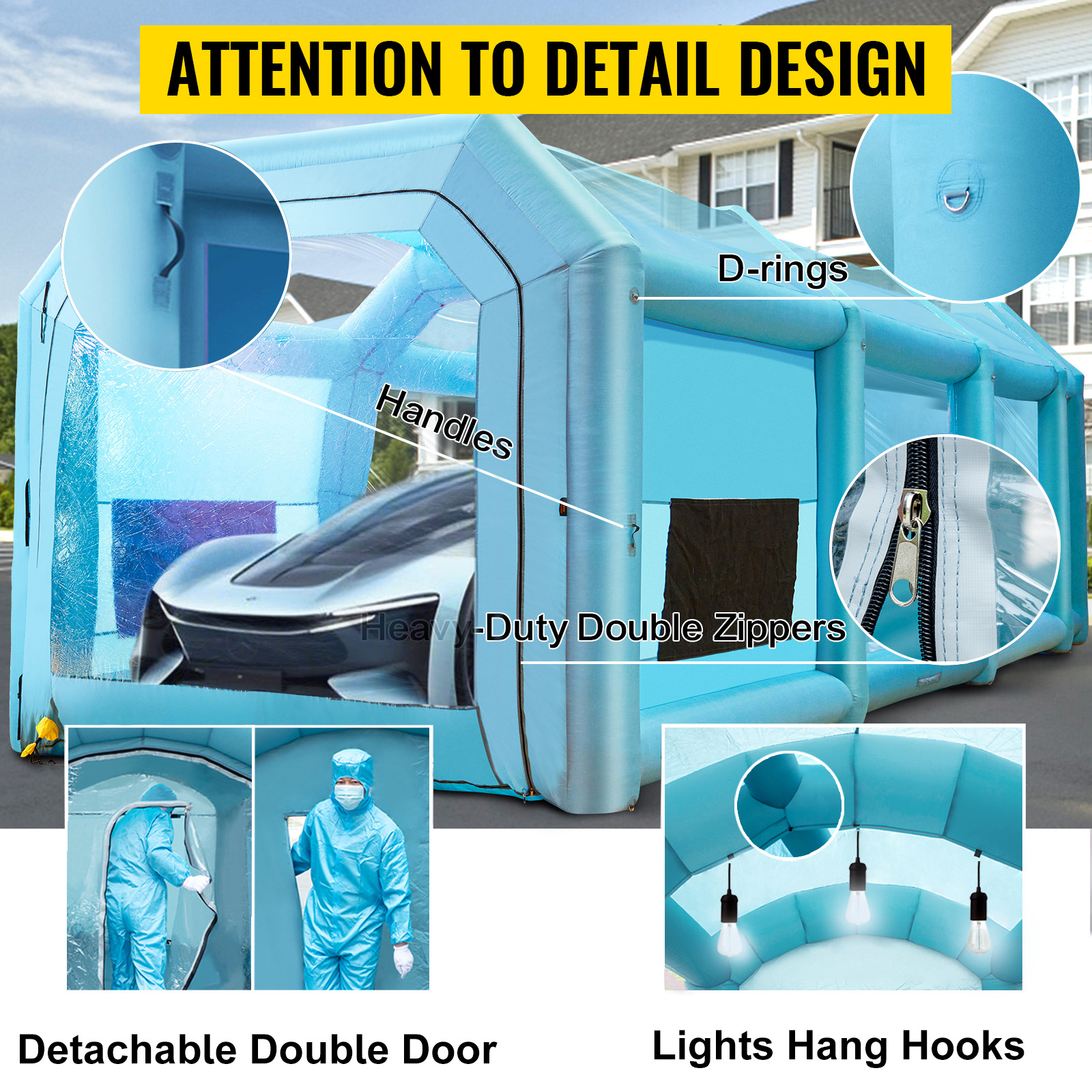 VEVOR 39.4x16.4x13.1ft Inflatable Spray Booth Custom Tent Paint Booth ...