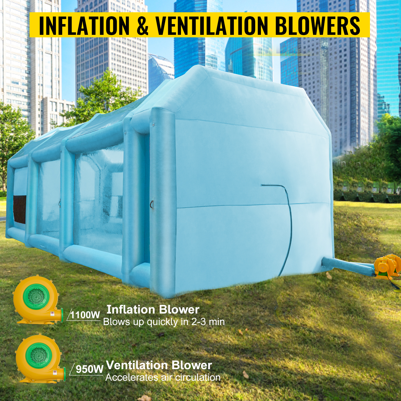 VEVOR 39.4x16.4x13.1ft Inflatable Spray Booth Custom Tent Paint Booth ...