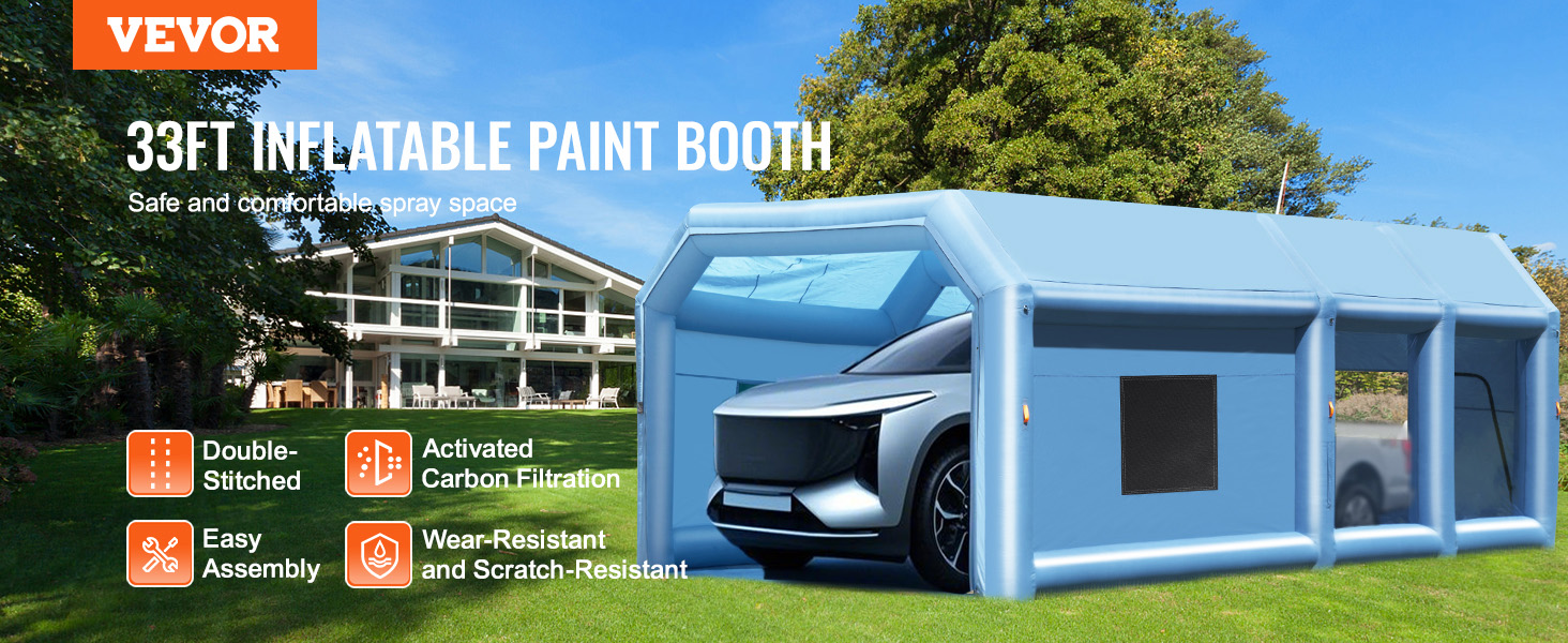 VEVOR Inflatable Paint Booth 32.8x21x14.8ft Inflatable Spray Booth ...