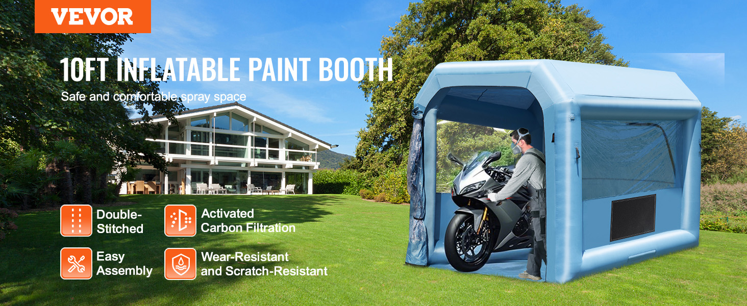 VEVOR Inflatable Paint Booth 9.8x8.2x8.2 ft Inflatable Spray Booth 550W ...