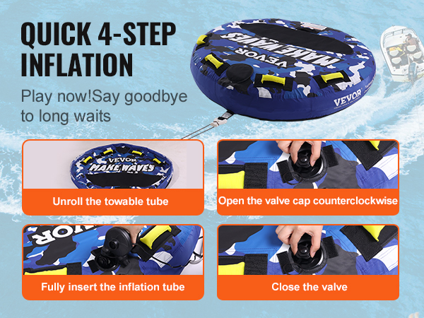 VEVOR Towable Tube for Boating, 1-2 Riders Inflatable Boat Tubes and ...