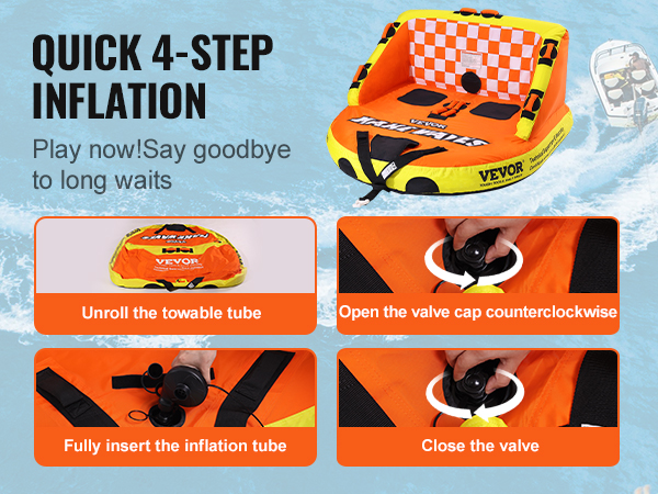 VEVOR Towable Tube for Boating, 1-2 Riders Inflatable Towable Tubes ...
