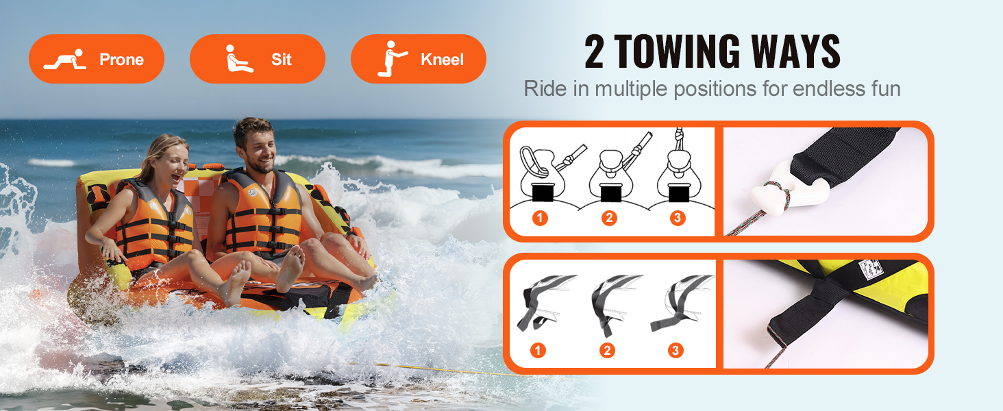 VEVOR Towable Tube for Boating, 1-2 Riders Inflatable Towable Tubes ...