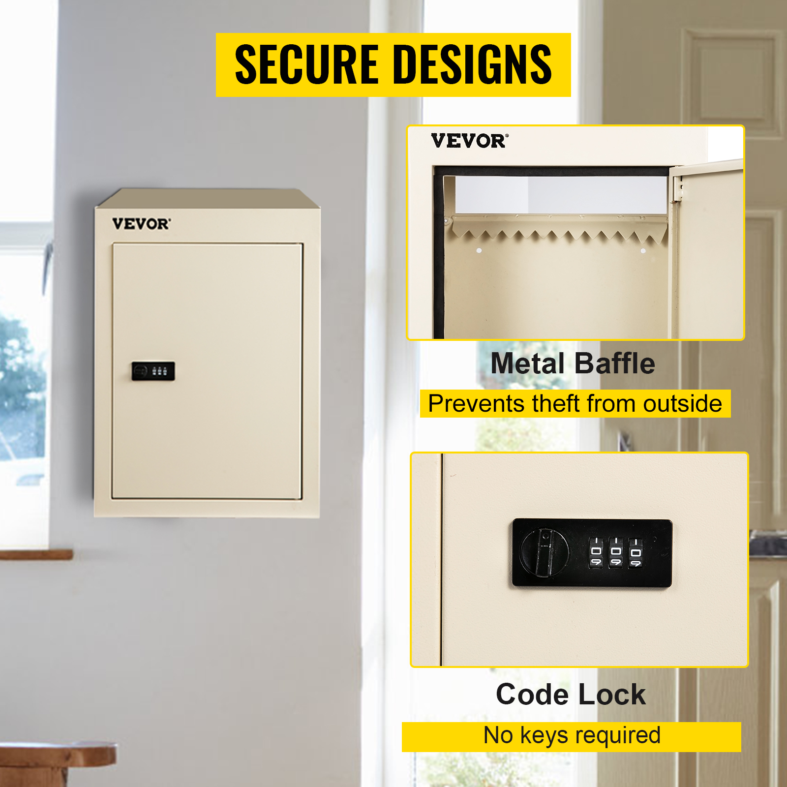 Vevor Through-the-wall Mailbox Letter Drop Box Adjustable Chute ...