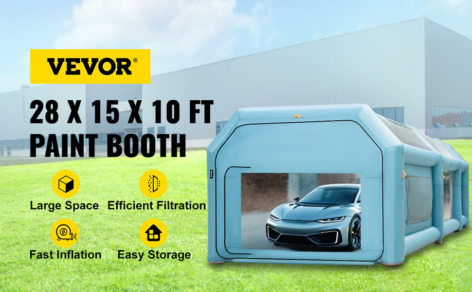 VEVOR Portable Inflatable Paint Booth, 28x15x10ft Inflatable Spray ...
