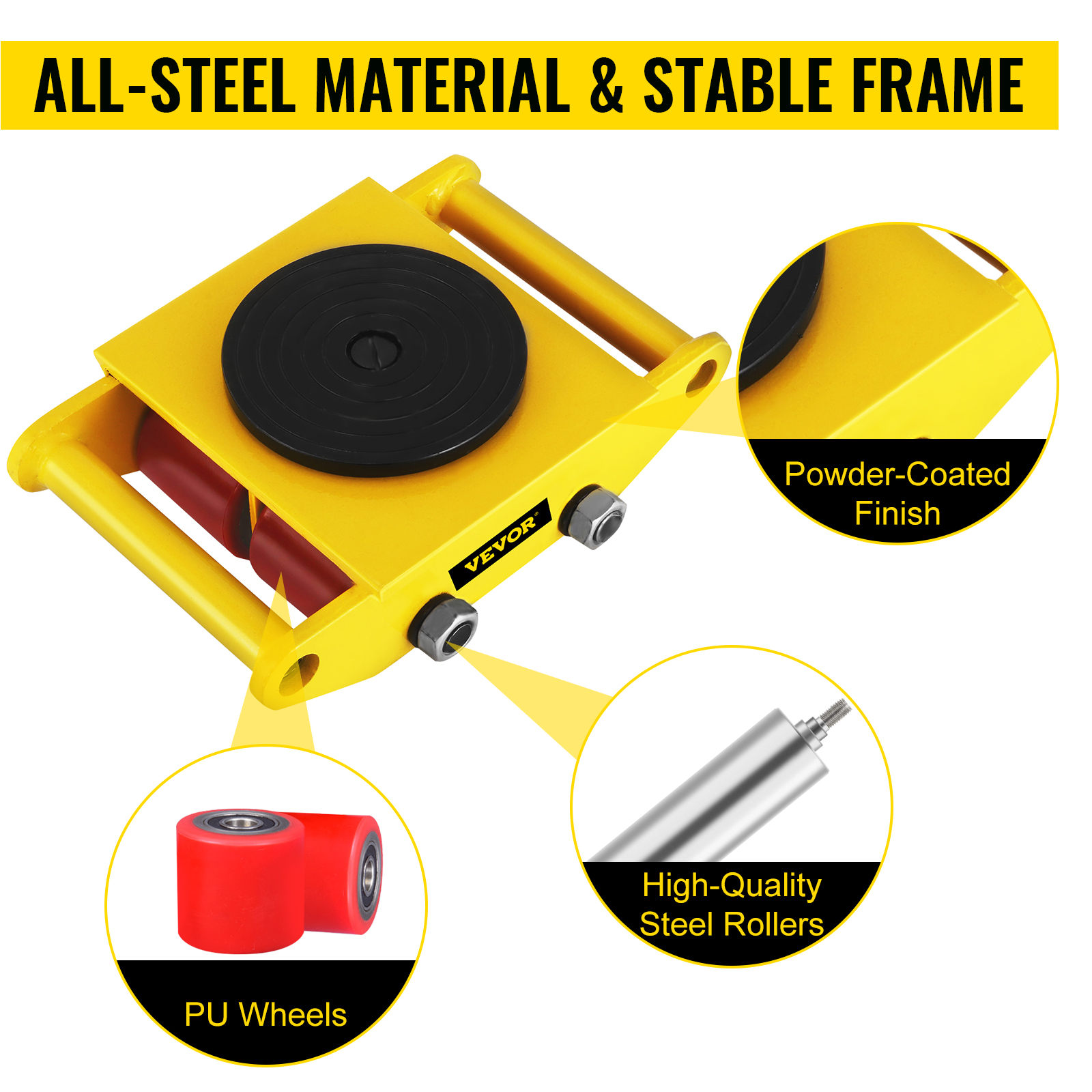 VEVOR Heavy Machine Dolly Skate Roller Machinery Mover With 360 Degree ...
