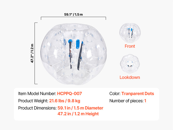 VEVOR Inflatable Bumper Ball 1-Pack, 5FT/1.5M Body Sumo Zorb Balls for ...