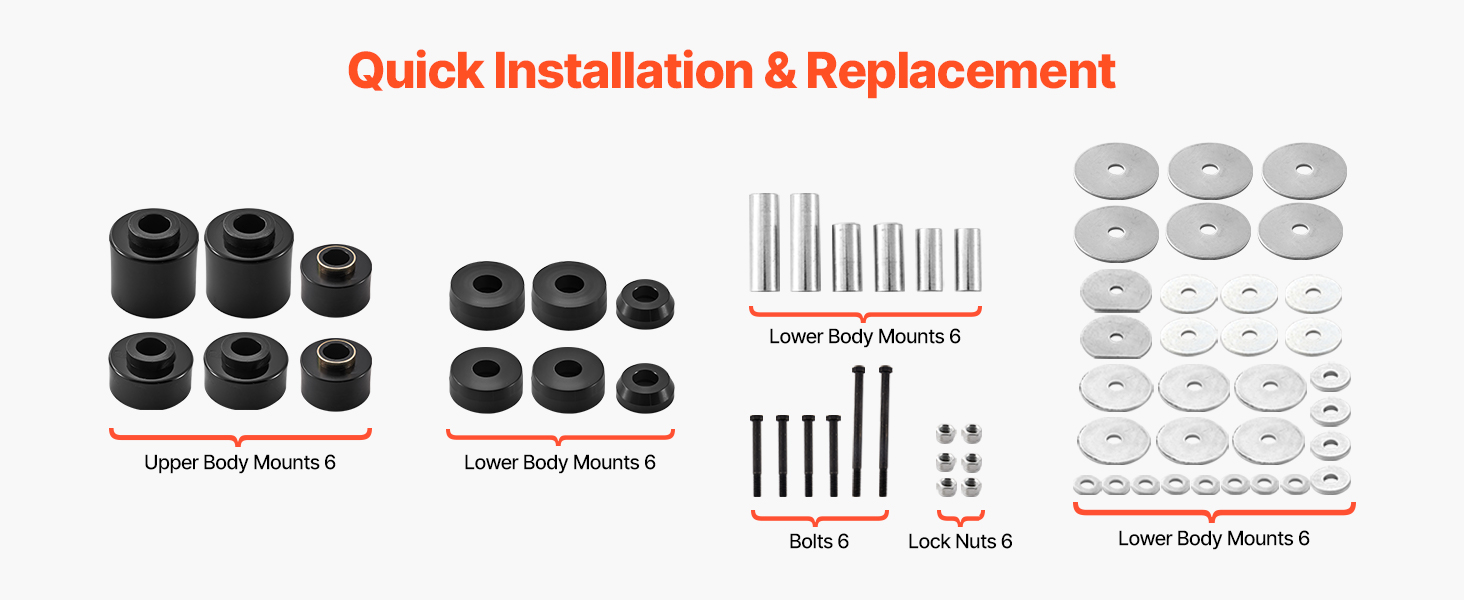 Body Mount Bushing Kit Compatible with 1980-1998 Ford F150 F250 F350 62 ...
