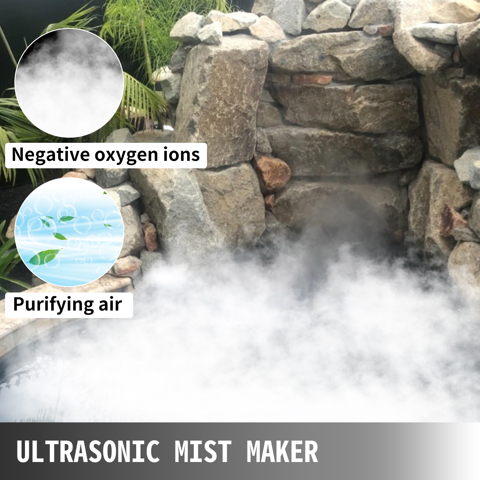 VEVOR Mist Maker 12 Head Ultrasonic Mist Fogger with Waterproof Power ...