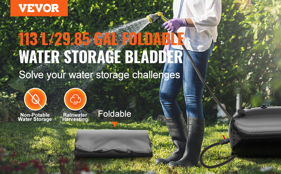 VEVOR Portable Water Storage Bladder 29.9 Gal PVC Collapsible Water ...