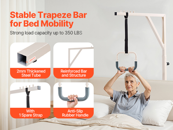 VEVOR Trapeze Bar for Bed Mobility 350LBS Capacity Bed Trapeze with 2 ...