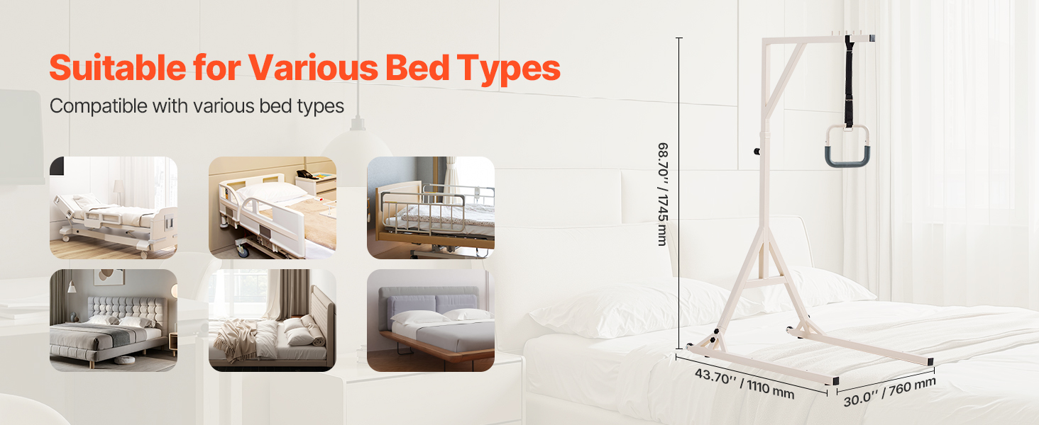 VEVOR Trapeze Bar for Bed Mobility 350LBS Capacity Bed Trapeze with 2 ...