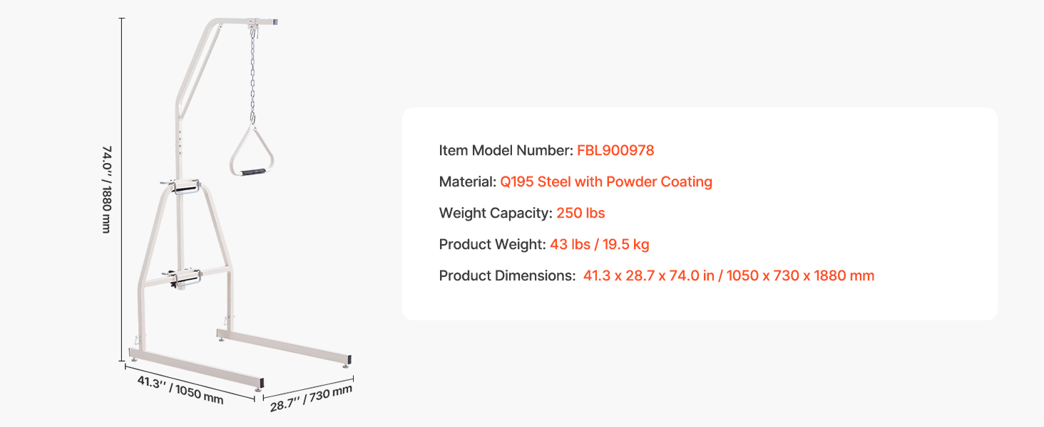 VEVOR Trapeze Bar for Bed Mobility 250LBS Bed Trapeze with Clamp and ...