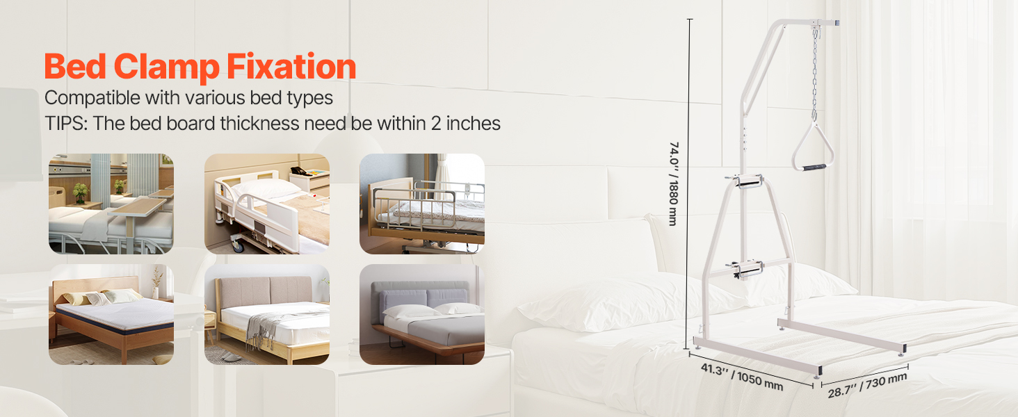 VEVOR Trapeze Bar for Bed Mobility 250LBS Bed Trapeze with Clamp and ...