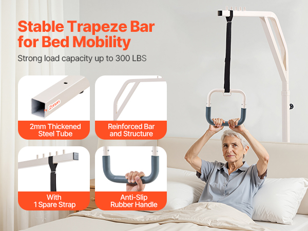 VEVOR Trapeze Bar for Bed Mobility Height-Adjustable Free Standing ...