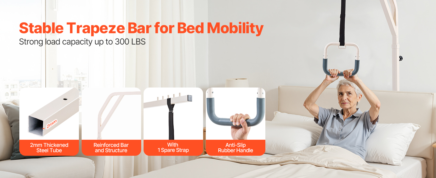 VEVOR Trapeze Bar for Bed Mobility Height-Adjustable Free Standing ...