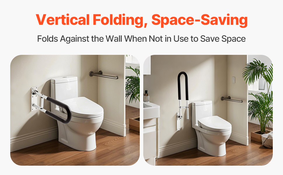 Folding Toilet Safety Rail 23.8 Inch 300 Lbs Load Capacity Handicap ...