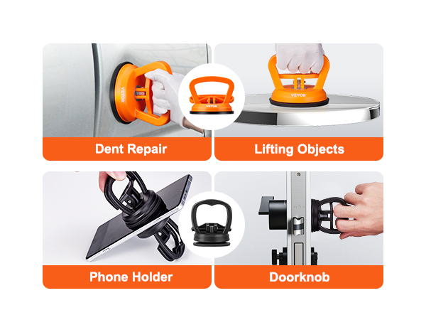VEVOR Dent Removal Kit, 3 Packs Suction Cups, Dent Puller Handle Lifter ...