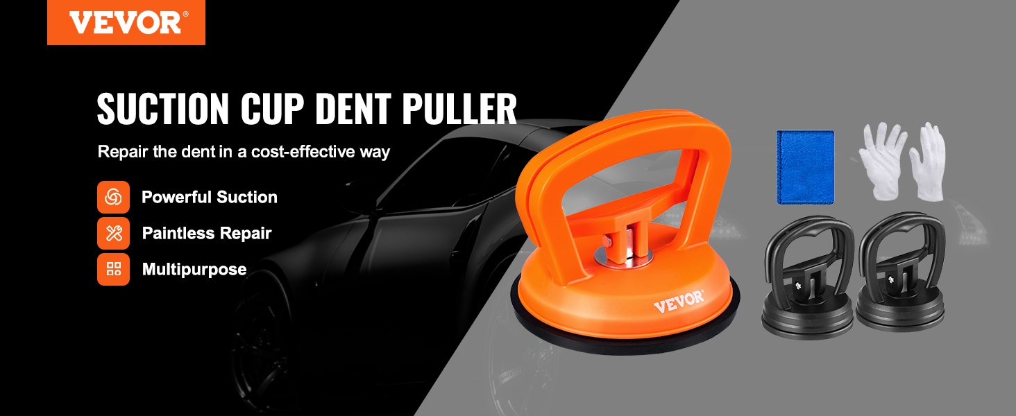 VEVOR Dent Removal Kit, 3 Packs Suction Cups, Dent Puller Handle Lifter ...