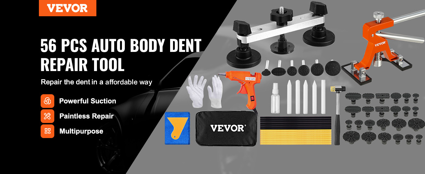 VEVOR 56 PCS Dent Removal Kit, Paintless Dent Repair Kit with Golden ...