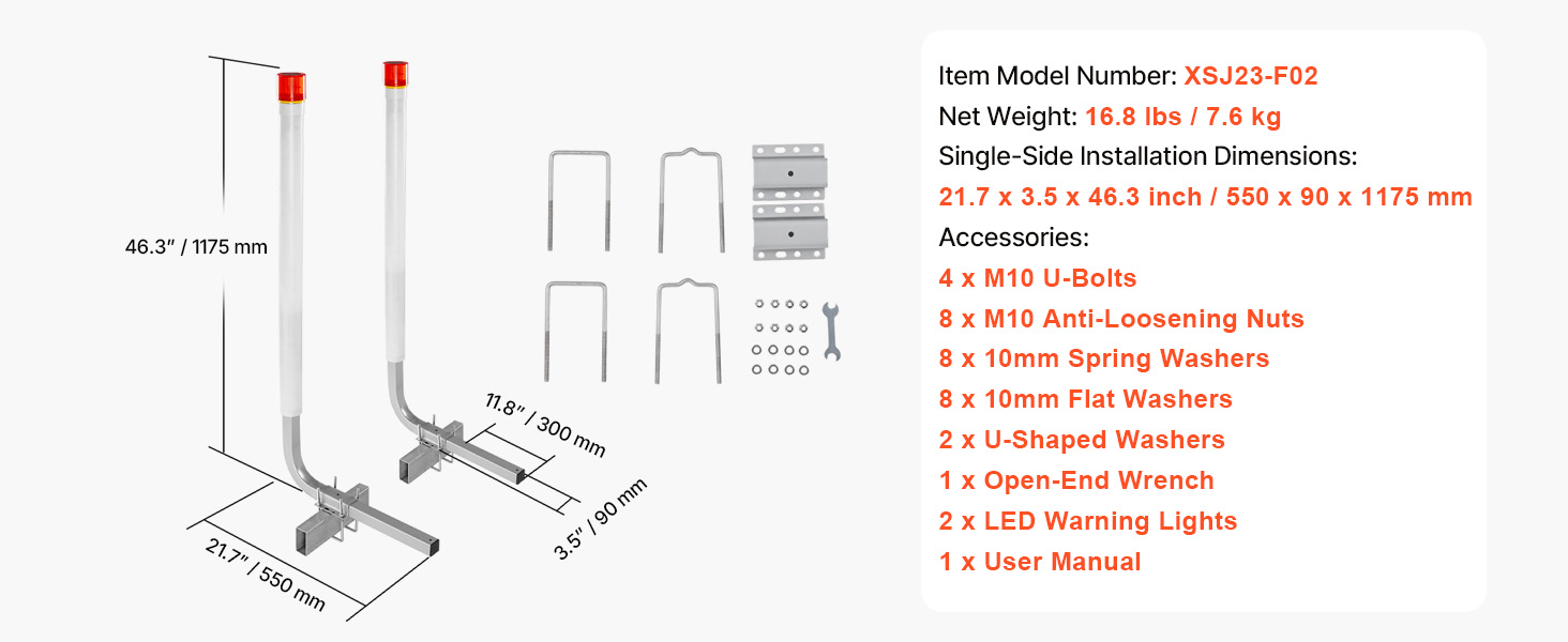 VEVOR Marine Trailer Guide Set, 46” LED Illuminated Guide Poles, Pair ...