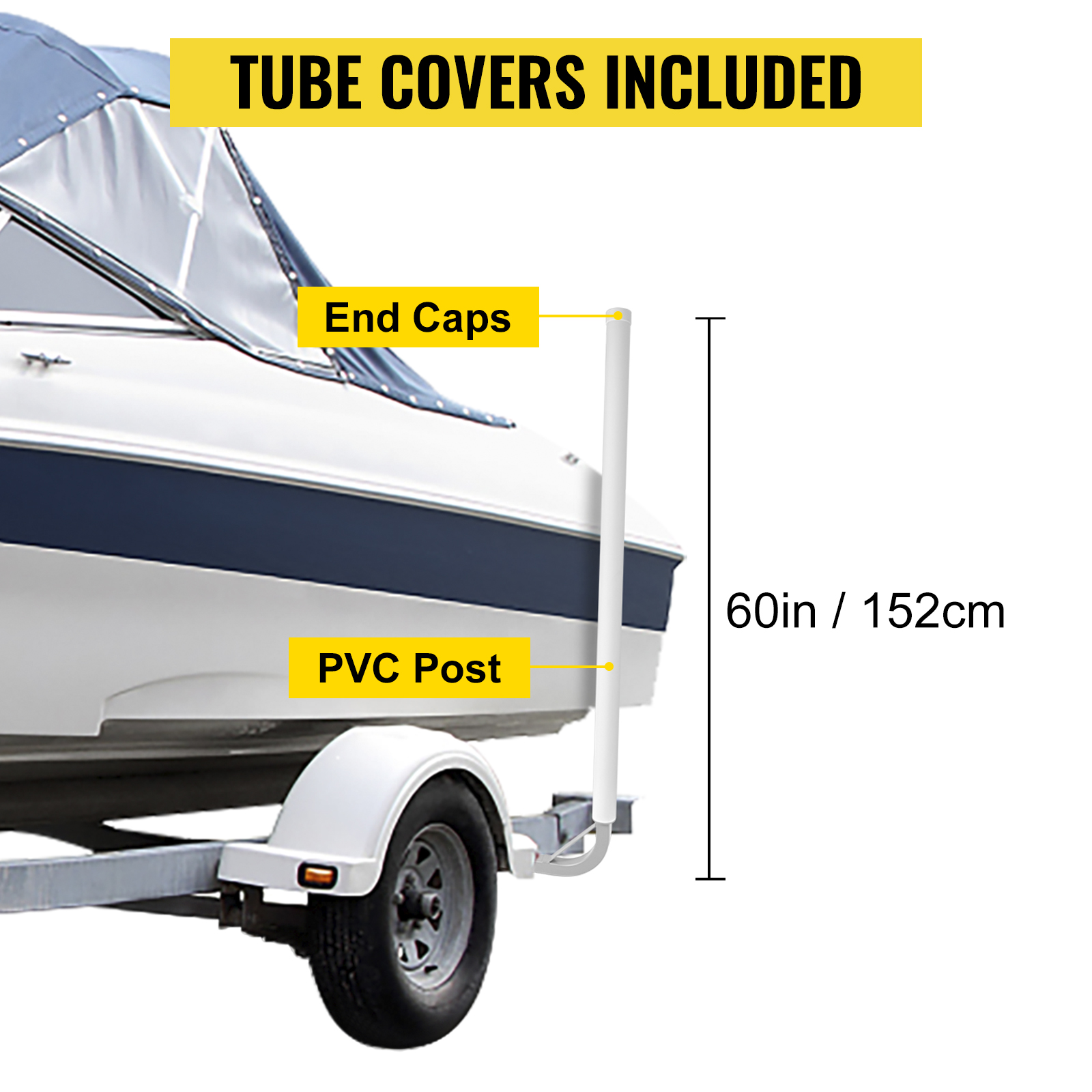 VEVOR Boat Trailer Guide-on, 60", 2PCS Steel Trailer Post Guide ons, w ...