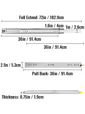 VEVOR Heavy Duty Drawer Slides 2PCS Drawer Slides 36" Locking Drawer ...