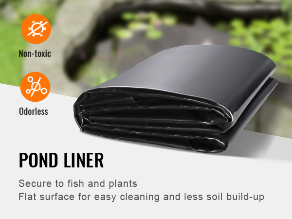 VEVOR Pond Liner, 10 x 15 ft 45 Mil Thickness, Pliable EPDM Material ...