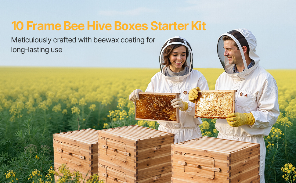 VEVOR Bee Hive 30 Frame Bee Hives Starter Kit, Beeswax Coated Fir Wood ...
