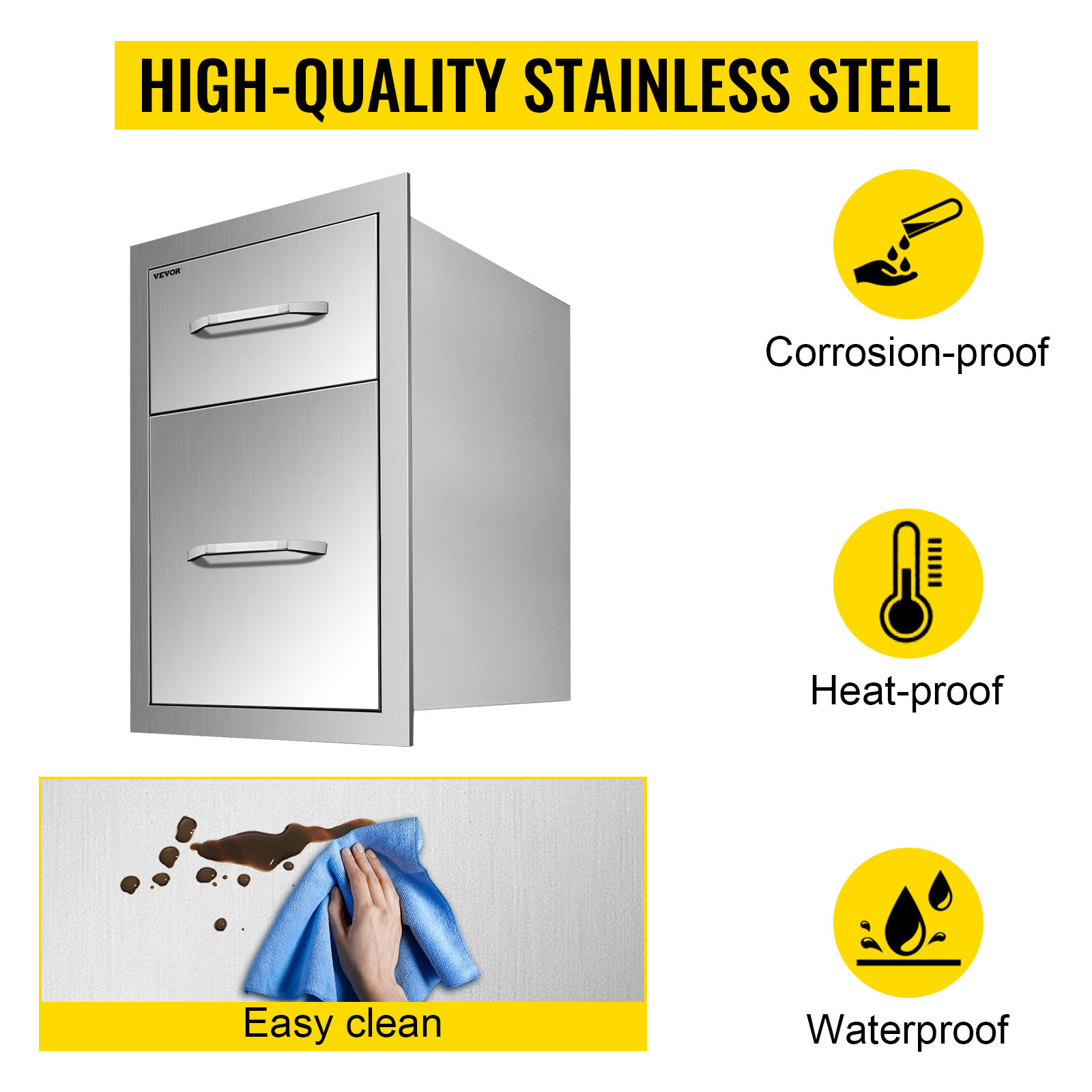 VEVOR Outdoor Kitchen Drawers 13" W x 20.5" H x 21" D, Flush Mount ...