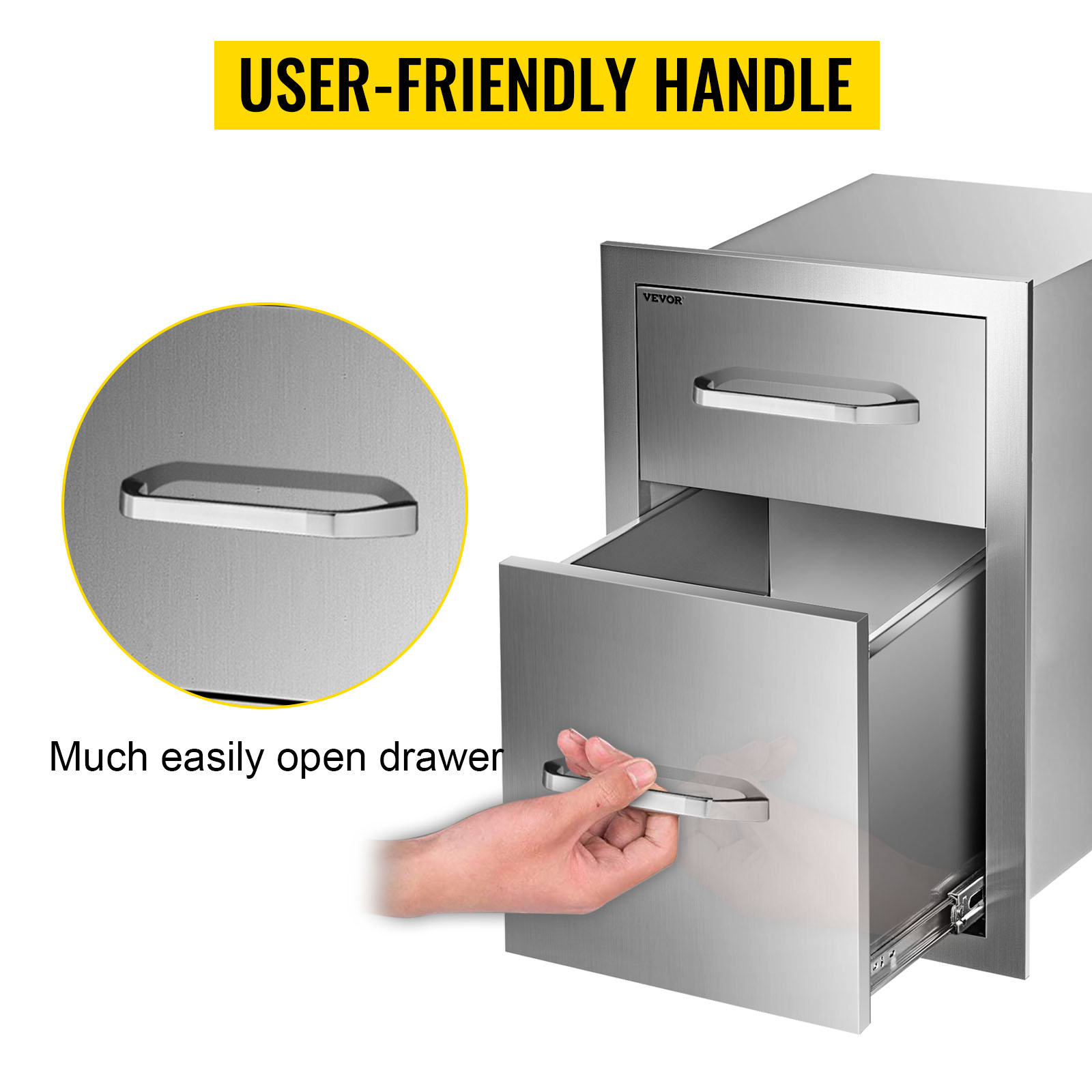 VEVOR Outdoor Kitchen Drawers 13" W x 20.5" H x 21" D, Flush Mount ...